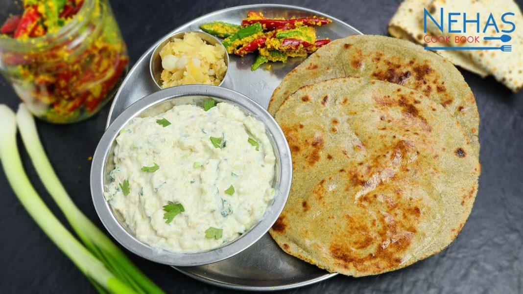 Dahi baigan bhartha recipe | bajra roti recipe | raita marcha recipe ...