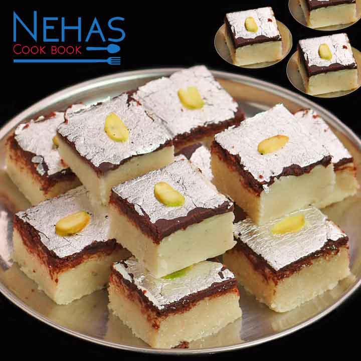 Peanut barfi | chocolate peanut barfi | barfi recipe - Nehas Cook Book