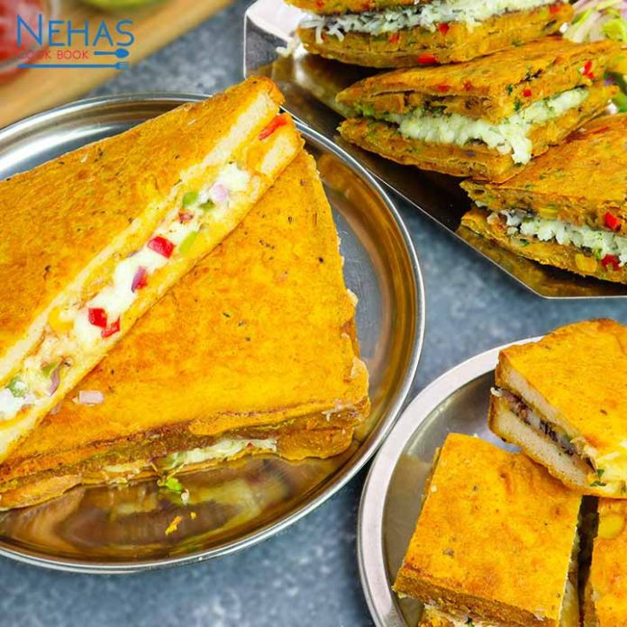 Pudla sandwich recipe | vegetable pudla sandwich | cheese pudla ...