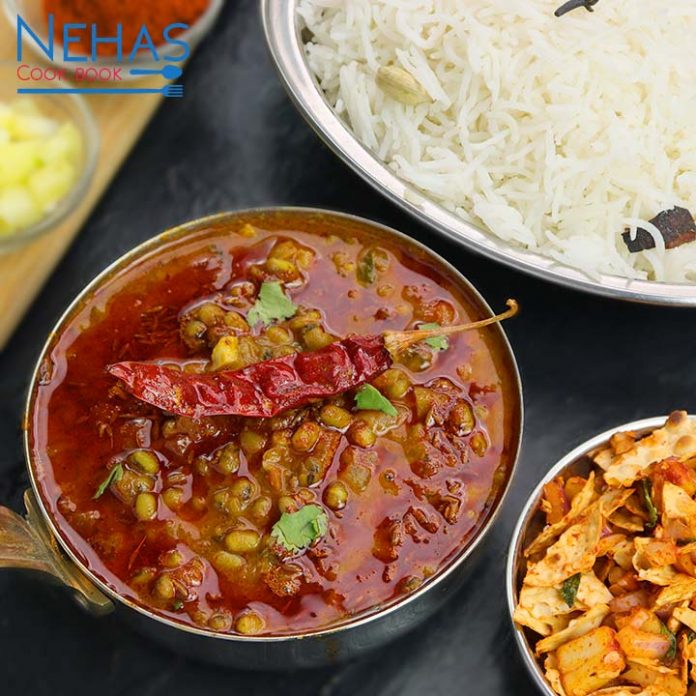 Green moong curry recipe | cooker pulao recipe | papad-keri salad ...