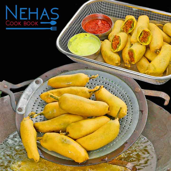 Bharela marcha na bhajiya | stuffed mirchi pakoda |stuffed mirchi bhaji ...