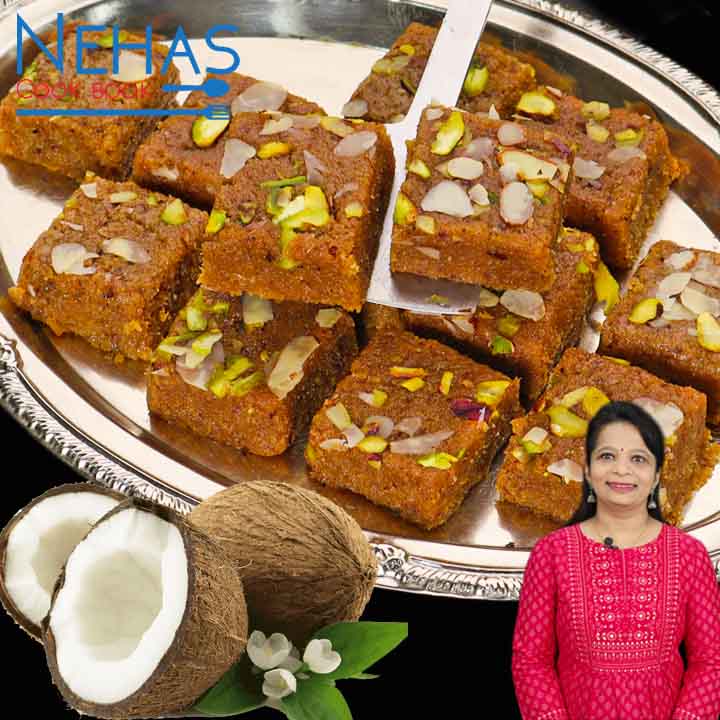 Coconut barfi recipe | caramel coconut barfi | nariyal ki barfi - Nehas ...
