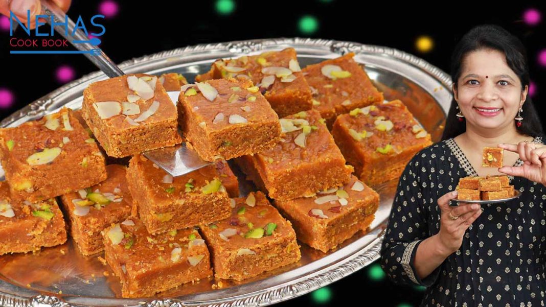 Malai mohanthal recipe | mohanthal without mawa | Gujarati mohanthal ...